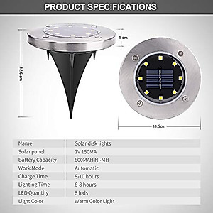 Solar Lights for Landscape Outdoor Garden, LEFYR 4 Pack 8 LED Solar Ground Lights Bright IP65 Waterproof Backyard Landscape Lighting Solar Powered Disk Natural Spotlight for Lawn Pathway Yard Driveway