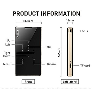 QINTAIX Mini Pico HD Projector Smart Android6.0 OS,2GB RAM,HD Input, Auto Vertical Keystone Correction - Miracast and Airplay Function,5Ghz WiFi +BT4.1, DLP with LED Google Play Store Projector