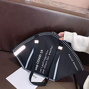 Womens Mask Shaped Tote Bag Large Capacity Handbag Eco-friendly Canvas Shopping Shoulder Bags (Black)
