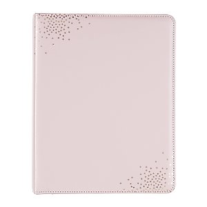 Erin Condren Vegan Leather with Metallic Accents Clipfolio with Lined Notepad Included. Measures 9.75”W x 12.5”L x 1.25”H. Includes a 25 Sheet Note Taking Pad