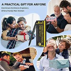 Multitool Pen Cool Gadgets Tools, Gifts for Men Dad Him Birthday Father's Day, Tactical Pen with Stylus, Level, Rulers, Screwdrivers, Boyfriend Husband Carpenter Gift Accessories(Black)