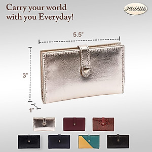 Hidelle Foil Leather Bi-Fold Women Wallet, Purse with Cards Holder and Button Closure Handbag, (Light Gold)