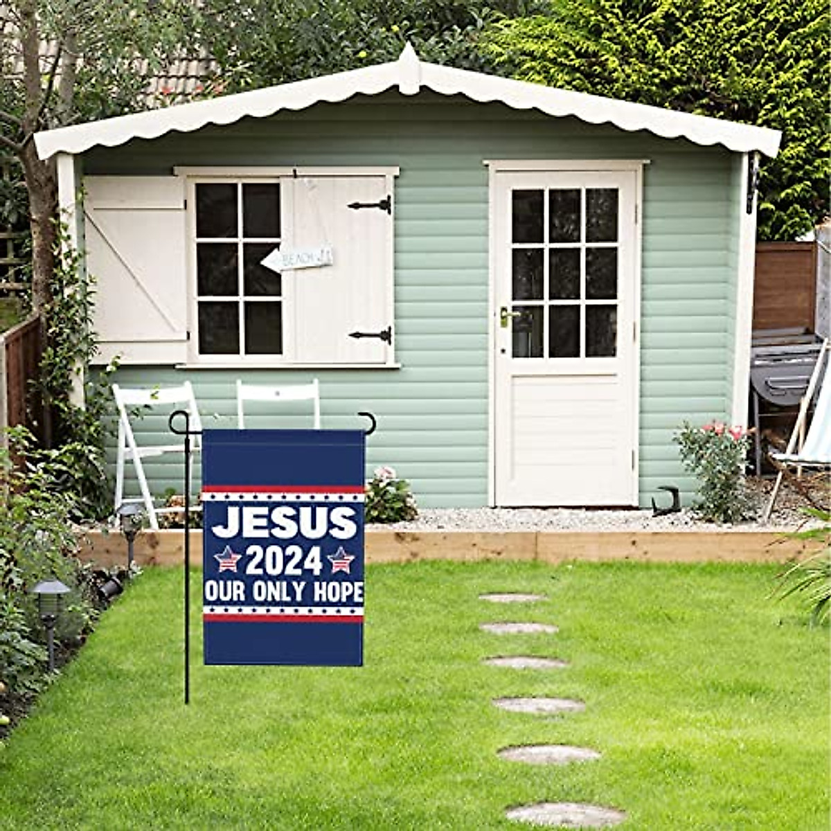 12x18 Jesus 2024 Our Only Hope Garden Flag Sign Burlap Double Sided Christ Jesus 2024 Yard Flag Christian God Bless America House Lawn Flag No Flag Stand