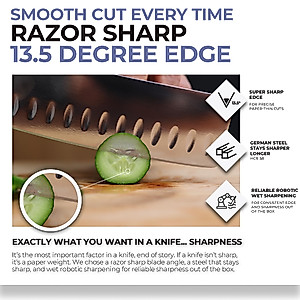 FOXEL Best Nakiri Knife 5.76 Inch Square Vegetable Knife - Hallowed Edge Razor Sharp German High Carbon Steel - Full Tang Balanced Handle for Produce, Fruits, and Veggies