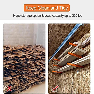 Ultrawall Wall Mount Wood Organizer Racks, Lumber Storage Metal Racks with 3-Level - Indoor & Outdoor Use, 2 Pack