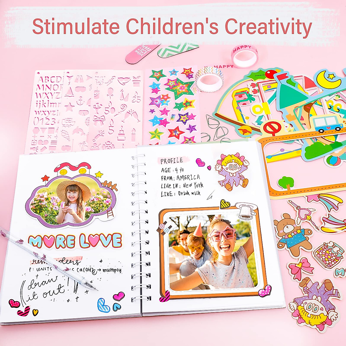 Arulis DIY Journal Kit, Gifts for Girls Age of 8 9 10 11 12 13 Years Old and Up, Girls Journal Set for Teen Decorate Her Planner/Organizer Birthday Gift Cute Art Crafts Scrapbook Stationary Kit