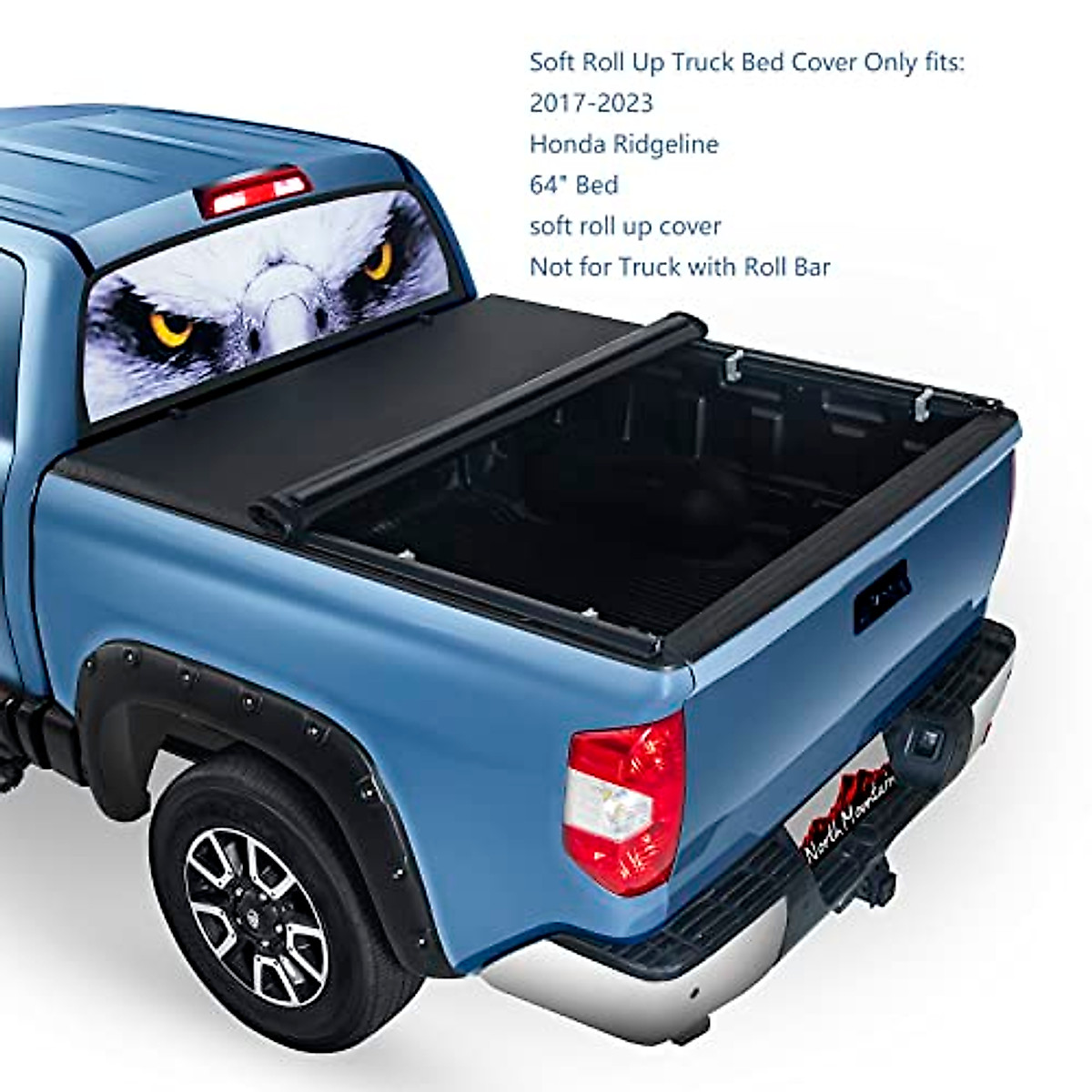 North Mountain Soft Roll Up Truck Tonneau Cover for 2017-2023 Honda Ridgeline Truck Bed, Truck Bed Cover fits 2017-2023 Honda Ridgeline 5ft Pickup Fleetside/Styleside Bed (64")