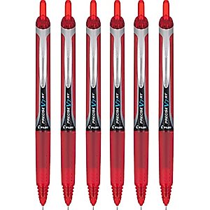 Pilot Precise V7 RT Retractable Rolling Ball Pens, Fine Point, Red Ink, 6 Pack