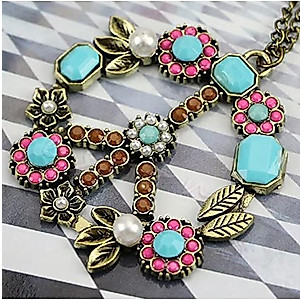 Zehope Peace Sign Necklace Vintage Hippie Pendant Necklaces Chain 60s 70s Long Turquoise Necklace Accessories for Women