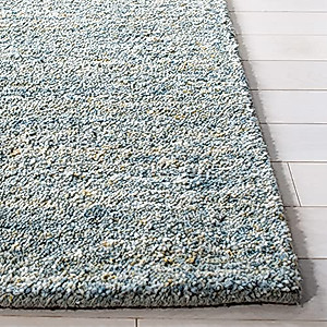 SAFAVIEH Himalaya Collection Area Rug - 8' x 10', Blue & Olive, Handmade Wool, Ideal for High Traffic Areas in Living Room, Bedroom (HIM413M)