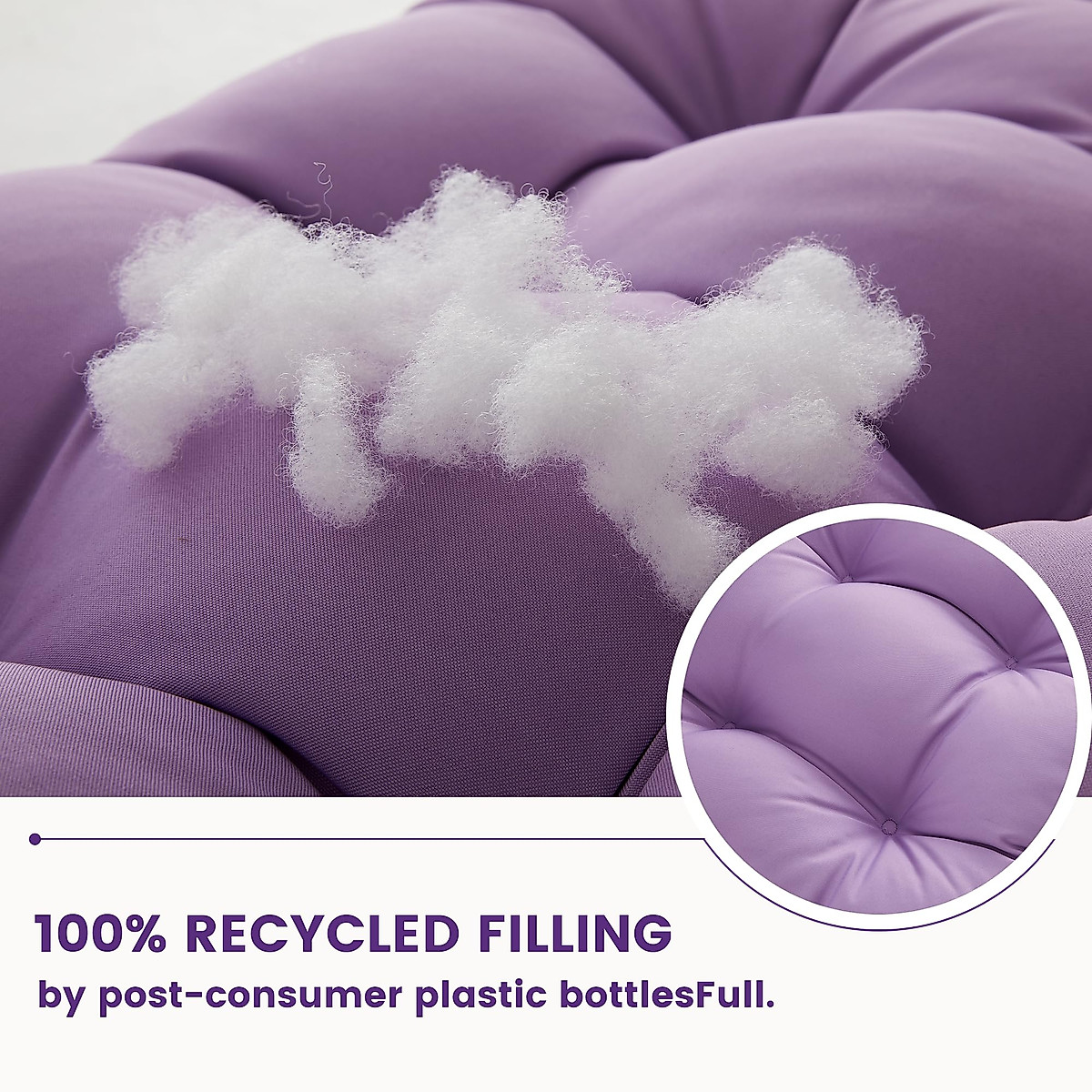 BLISSWALK Patio Chair Cushion for Adirondack,High Back Tufted Rocking Chair Cushion, Outdoor Seat Chair Cushion 48"x21"x4" inch, Sunscreen and Fade-Resistant,1Count,Purple