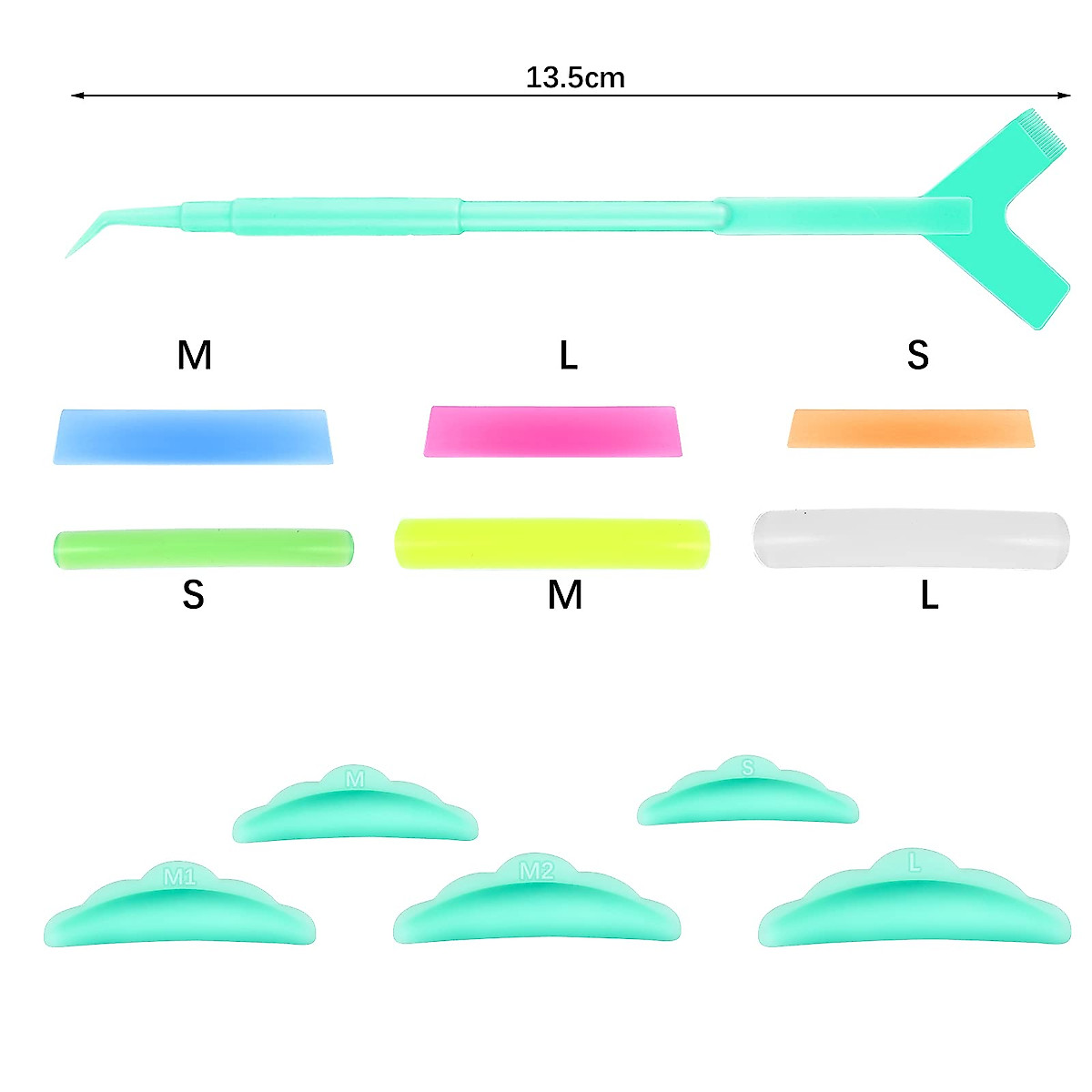 52 Pieces Silicone Eyelash Perming Tool Set Include 20 Pieces Silicone Eyelash Perming Curler, 10 Pieces Y Shape Eyelash Brush, Lift Tool Set,12 Pieces Eyelash Perming Pads