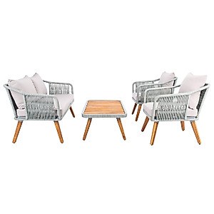 Safavieh Outdoor Collection Raldin Grey Rope 4-Piece Patio Set
