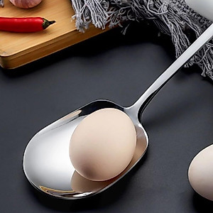 2 PACK Large Stainless Steel Soup Spoons, Square Head Spoons, Large Serving Tablespoons, Flat Square Spoon Long Handle Big Soup Spoon For Restaurant Tableware Kitchen Gadgets Cooking Utensils