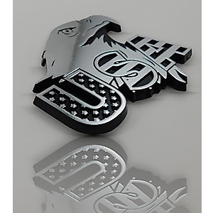 USA American Eagle Flag Black with Chrome Eagle Plastic car Emblem Decal 3"