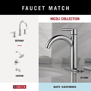 DELTA FAUCET NIC64-PC Nicoli 4-Piece Bath Hardware Set 18 to 24 in. Towel Bar, Toilet Paper Holder, Towel Ring, Towel Hook in Polished Chrome