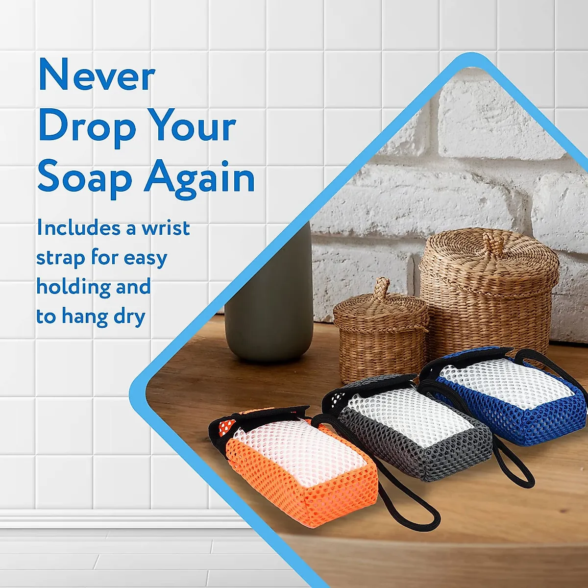 IMPRESA [3 Pack] Exfoliating Large Bar Soap Saver Pouch fits Duke Cannon Bar Soaps, Soap Scrubber Pouch Holds Up To 4.58 x 2.75 x 1.5 Inches Soaps