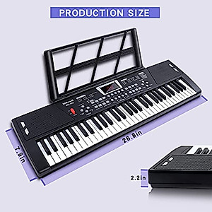 biikoosii 61 key piano keyboard,keyboard piano for beginners keyboard piano with built-in dual speakers and microphone portable digital electric piano