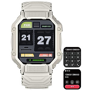 Loluka Military Smart Watch Make/Receive Calls Heart Rate Monitor 1.83" HD Screen Smartwatch Compatible with iPhone Android Phones Pedometer Sports Watches for Men Women