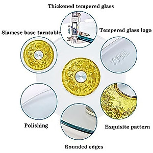 Yesbon Tempered Glass Lazy Susan Round Dining Table Turntable Heavy Duty Rotating Tray Large Tabletop Serving Plate High Load Capacity Transform Your Dining Experience,85cm