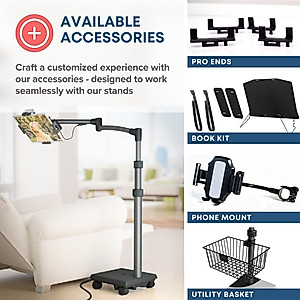 LEVO G2 Commercial Sturdy Egonomic Tablet Rolling Cart Stand with 60 Watt USB-C Charging Port for Most iPad Pro, Surface Pro, Amazon, Samsung, Kindle Touchscreens and More.