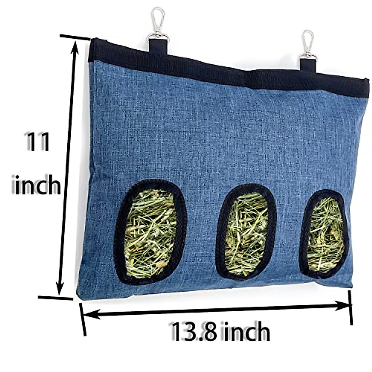 Rabbit Hay Feeder, Guinea Pig Bunny Hay Feeder Bag, Hanging 600D Oxford Fabric Storage Hay Feeder Bag for Rabbit Guinea Pig Chinchilla Small Animal Pets (Blue)