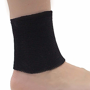 CRS Cross Ankle Gel Sleeves - Padded Skate Socks. Ankle, Foot and Lower Leg Cushion and Protection for Figure Skating, Ice Hockey, Roller or Inline Skating, Riding or Ski. 2 Black Ankle Gel Sleeves