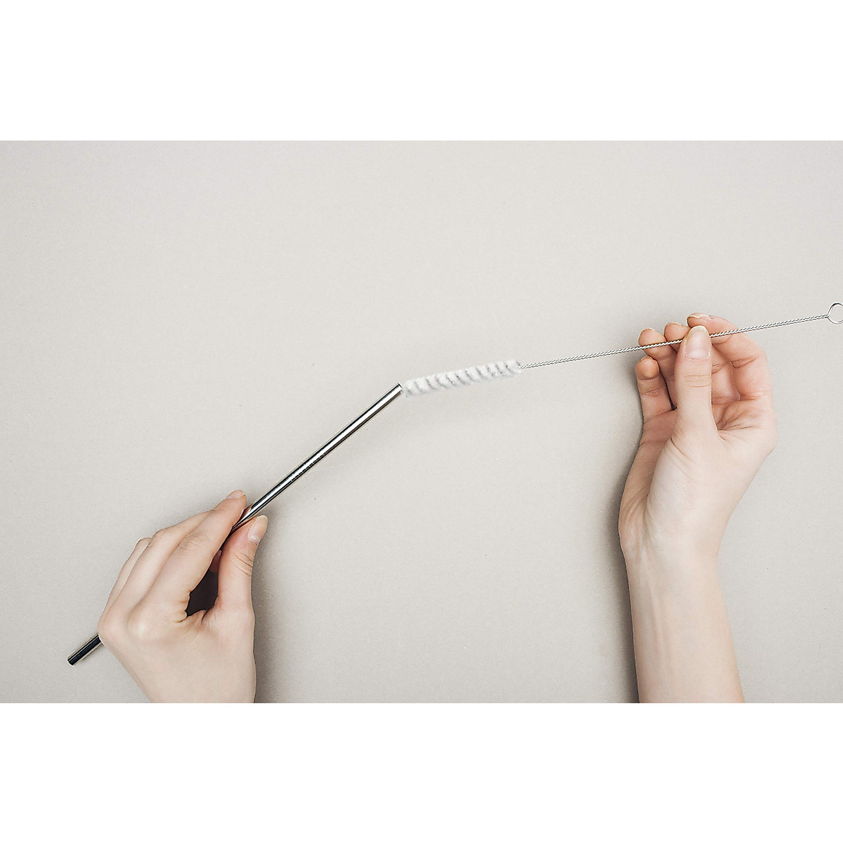 Sunny Straws Re usable Ultra-Long Stainless Steel Straw Set Including (2) Brushes & (1) Linen Pouch - PERFECT FOR COLD DRINKS AND TUMBLERS (Silver)