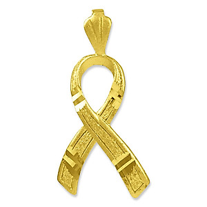 14k Gold Childhood Cancer Awareness Ribbon Charm 3D Pendant