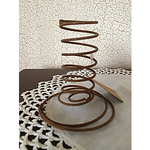 Two Rust Wire Spiral Taper Candle Holders Primitive Design Reproduction Springs Home and Garden