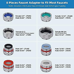 Sink Faucet Hose Sprayer Attachment, Handheld Bidet Toilet Sprayer, 8 Adapters, Dual Function Faucet Sprayer Rinser, Bathroom Shower Head, Baby Cloth Diaper for Feminine Hygiene, Bathing Pets, Chrome