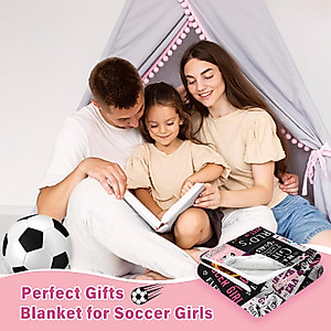 Soccer Gifts for Girls, Gifts for Soccer Lovers, 60"x50" Soccer Blanket for Girls Soccer Gifts, Gifts for Soccer Players, Best Soccer Girl Soft Flannel Blanket for Soccer Team Girls
