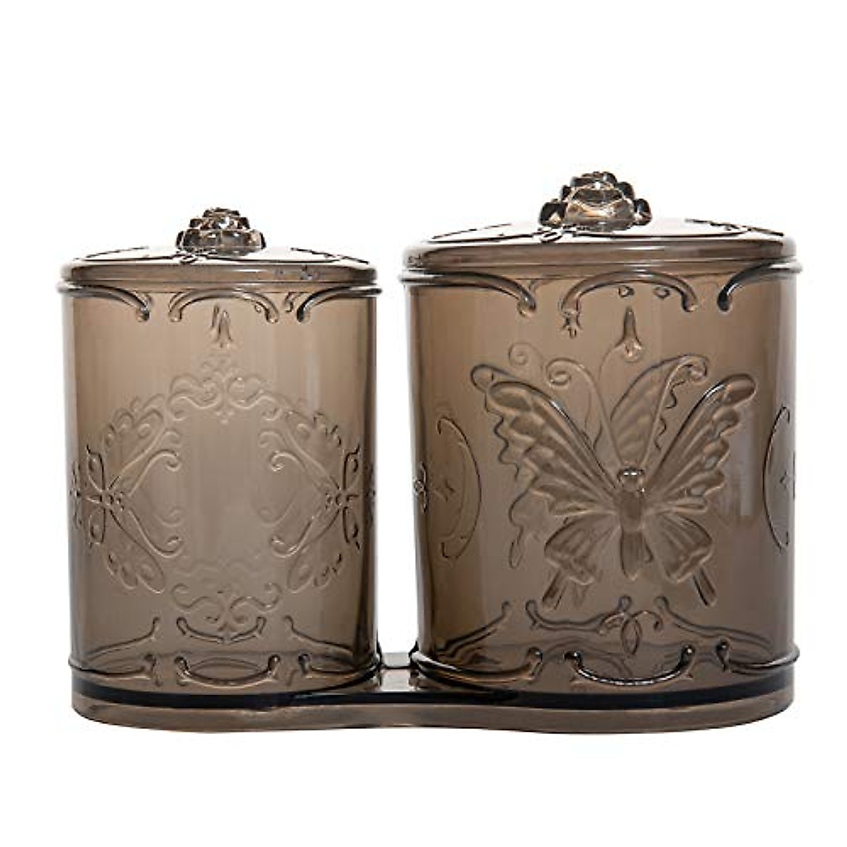 Cotton Swab Holder Clear Acrylic Cotton Balls Container Large Capacity Bathroom with Lid Containers for Makeup Sponges, Bath Salts, Cotton Rounds (Transparent Coffee)