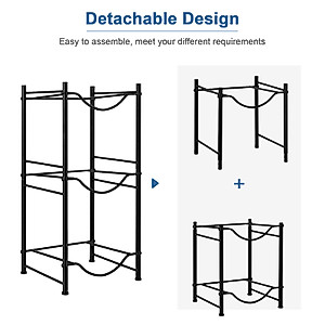 smusei 5 Gallon Water Bottle Jug Holder 3 Tier Heavy Duty Cooler Jug Storage Rack Detachable Bottle Organizer Shelf for Home Kitchen Office Space Save, Black