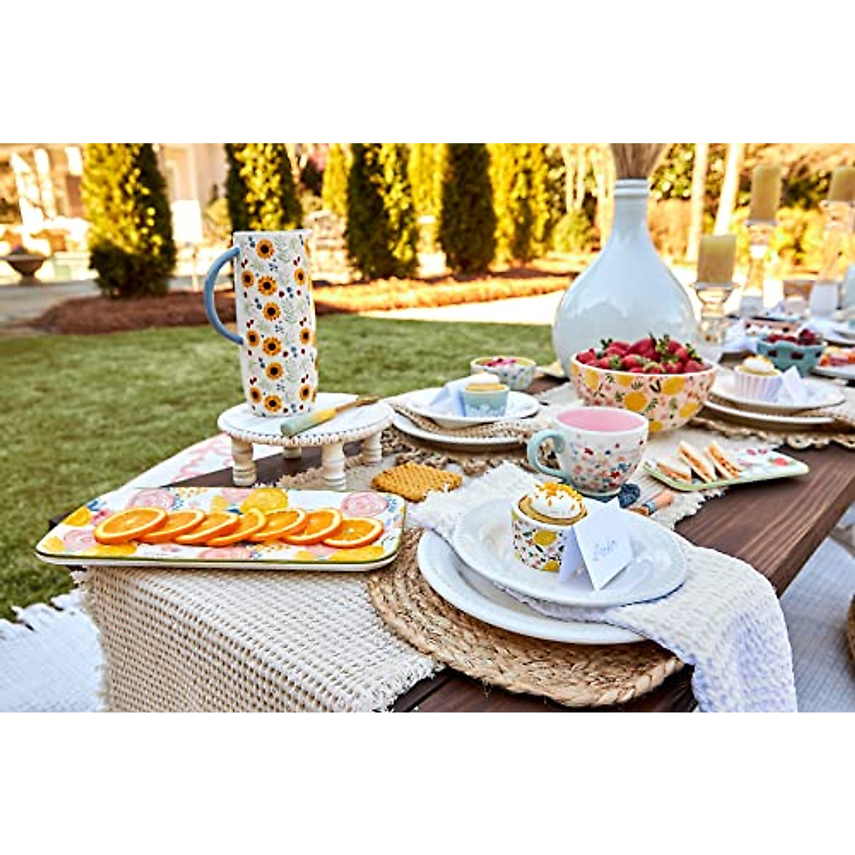 Mud Pie White Beaded Pedestal Trays, small 4" x 10" dia | large 5" x 12" dia