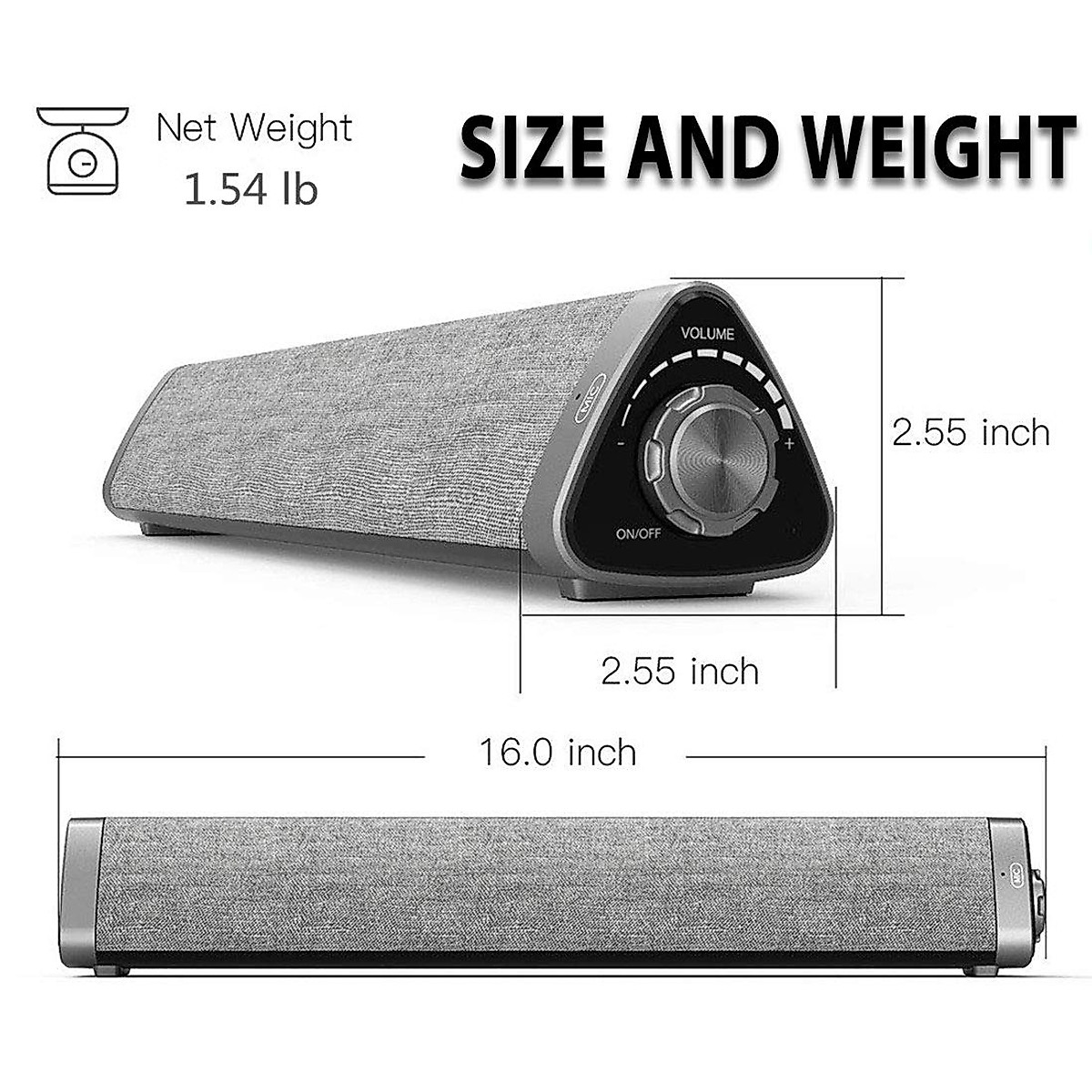 ASIYUN Sound Bar, Wired and Wireless Bluetooth 5.0 Audio Speaker Surround Sound Home Theater Built-in Subwoofers for TV/PC/Phones/Tablets with Remote Control (Support Device with AUX/RCA/USB Function)