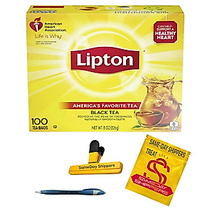 Lipton Tea Bags | Lipton Tea Bags For A Naturally Smooth Taste Black Tea Iced or Hot Tea That Can Help Support a Healthy Heart 100 COUNT tea bags | SameDay Shippers Offers Free Pen and Comes With