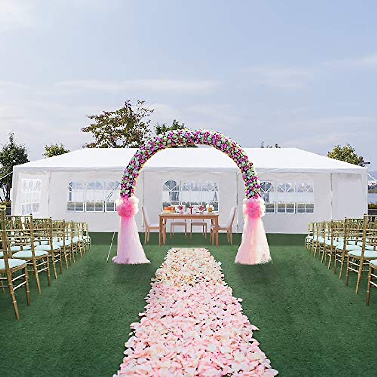 Simply-Me 10' x 30' Outdoor Canopy Tent White Wedding Gazebo Canopy Party Tent Practical Waterproof Tent with Brighter Windows,5 Removable Side Walls