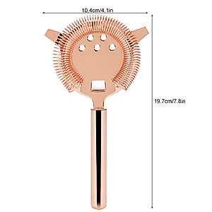 Cocktail Strainer, Rose Gold Stainless Steel Martini Drink Strainer Ice Filter for Professional Bartenders and Mixologists