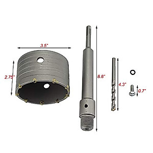 Hanperal 90mm SDS Plus Shank Hole Saw Set, Concrete Hole bit for Brick Concrete Cement Stone