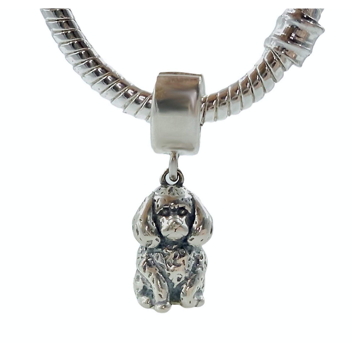 BOLENVI Poodle Miniature Toy Dog 925 Sterling Silver Dangle Pendant X Charm Bead For Pandora & Similar Charm Bracelets or Necklaces