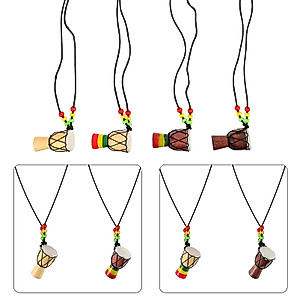 EXCEART 4pcs Musical Instrument Necklaces Pendant Miniature African Drum Djembe Drummer Musician Percussion Jewelry Drum Player Band