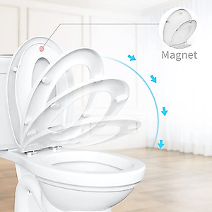 R&T Round Toilet Seat with Built in Potty Training Seat, Slow Close Toddler Seat Fits both Adult and Child, Easy To Install & Clean