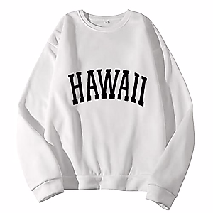 DUOWEI Mom Mode Sweatshirt Hawaii Men Women Letter Graphic Print Round Neck Long Sleeve Tops Sweatshirt Long Sleeve T Shirts White, XX-Large