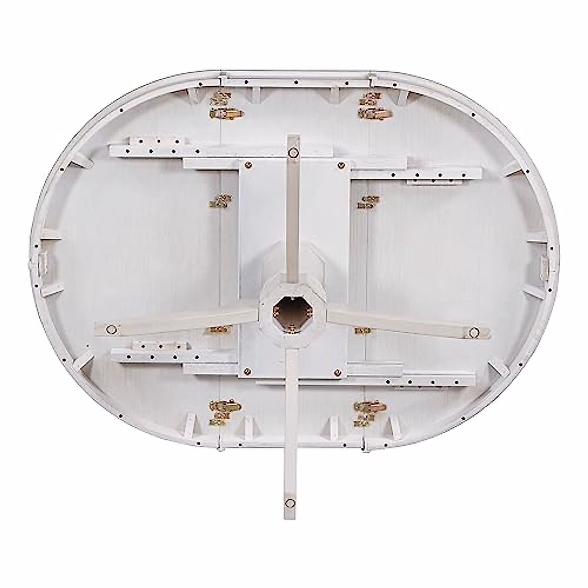 ERYE 5 Pieces Functional Furniture, Retro Style Set Round Extendable Table and 4 Upholstered Chairs for Dining Room & Kitchen Living Space, Brown, Antique White