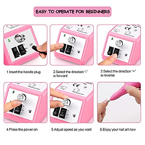 FATUXZ Electric Nail Drill Machine 20000 RPM, Acrylic Nail Tools for Thick Nails File Kit, Gel Nails Manicure Pedicure Polisher Sets for Home Salon Use