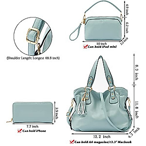 Purse and Wallet set for Women Large Hobo Bags Female Fashion Tote Shoulder Bags Crossbody Wallets Satchel Purse Set 3pcs skyblue