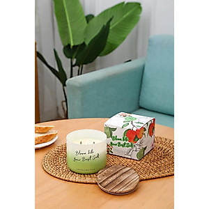 Green Apple Peach Blossom Candle | Natural Soy 3-Wick Scented Candle Large 15.8 oz | Apple Scented Candle | Bloom Into Your Best Self Holiday Candle Gifts, Aromatherapy Relaxing Candle for Women & Men