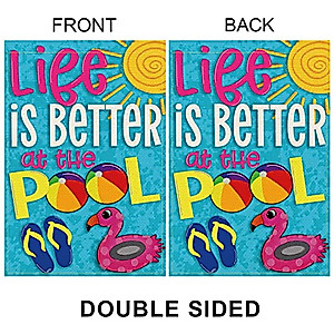 Balgardekor Life is Better at the Pool Garden Flag Vertical Double Sided Burlap Summer Yard Outdoor Decor Home Decor (12.5 x 18, Pool)
