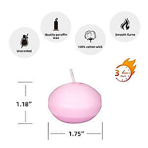 Zest Candle 24-Piece Floating Candles, 1.75-Inch, Pink